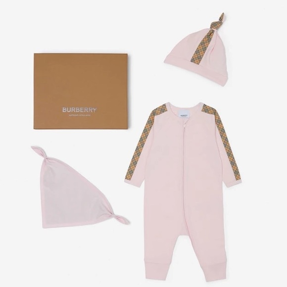 Burberry | One Pieces | Nwt Burberry Check Trim Cotton Threepiece Baby ...